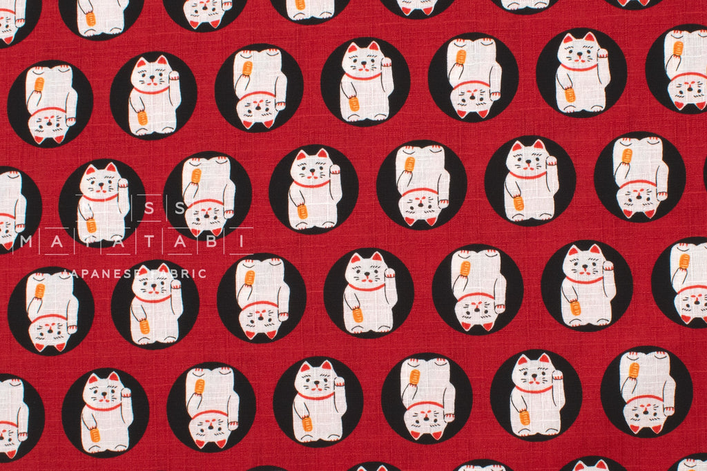 Maneki Neko C Miss Matatabi Japanese Fabric