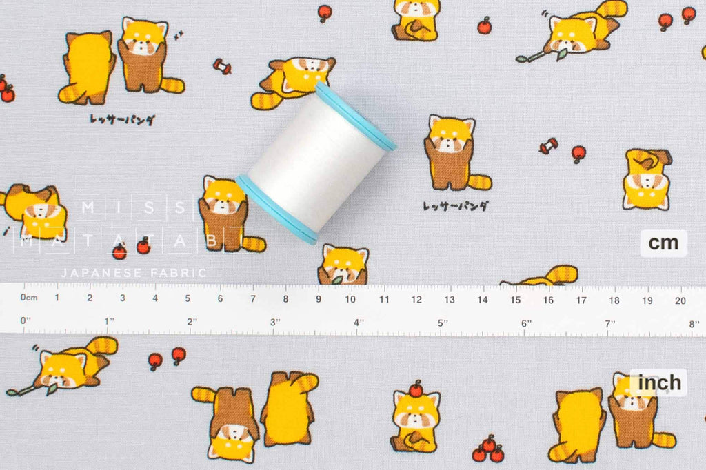 Red Panda - grey – Miss Matatabi Japanese Fabric